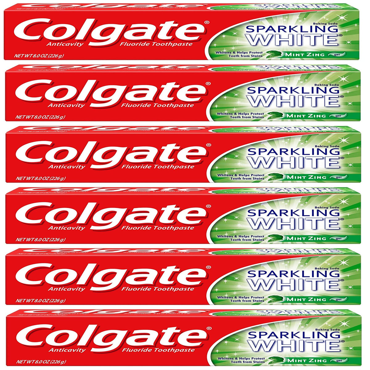 Colgate Sparkling White Whitening Toothpaste, Mint (8 oz, 6 Pack) – AERii